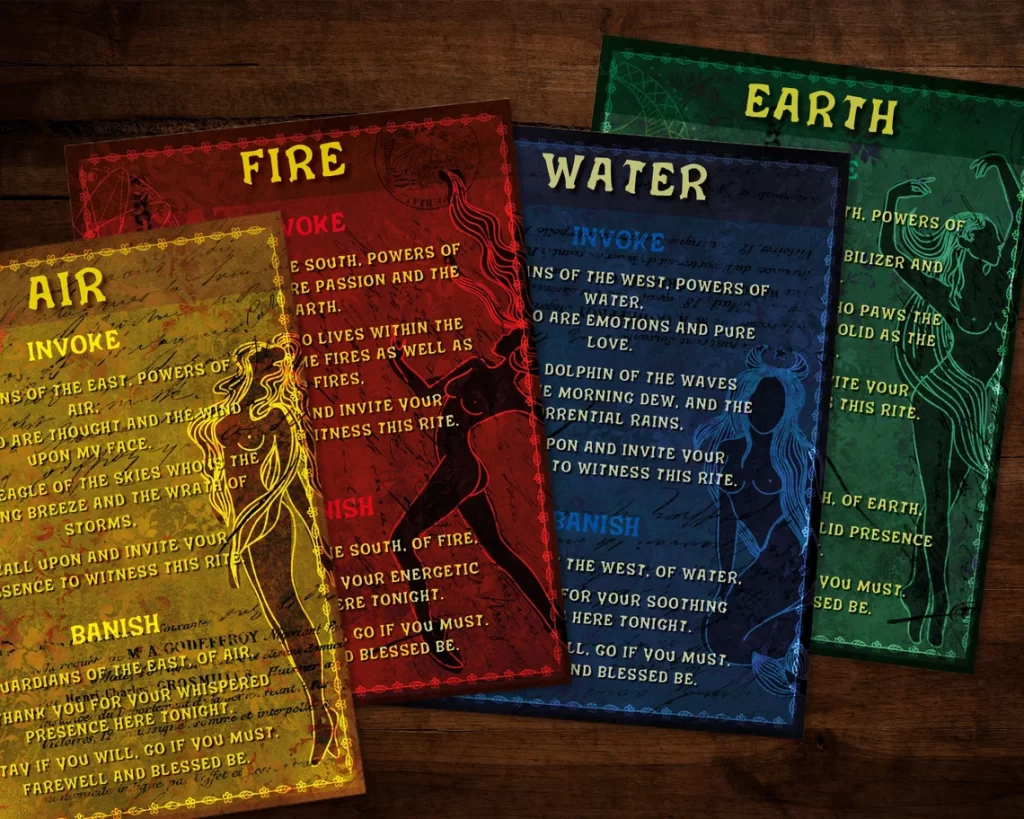 Elements Invocation Cards to open and close a circle - MagikCharms